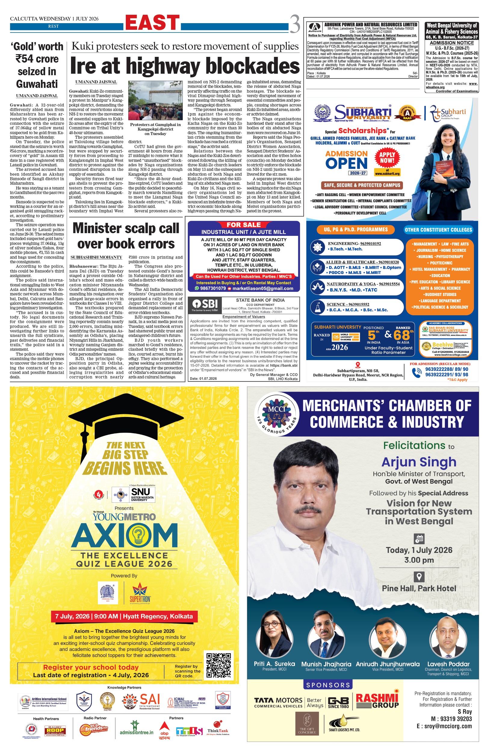 Telegraph India Epaper - North Bengal Edition, Wednesday, 01 Jul, 2026 ...